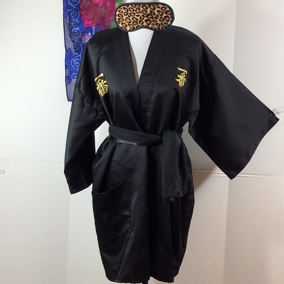 Vintage | Intimates & Sleepwear | Ichiban Vintage Black Satin Japanese ...